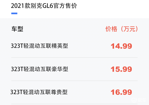 上汽通用别克2021款GL6正式上市 售价14.99万元起_易车