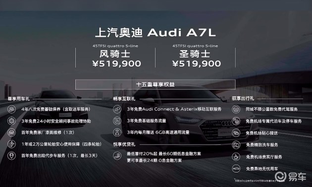 上汽奥迪A7L 2.0T新增车型开启预售 预售价51.99万元_易车
